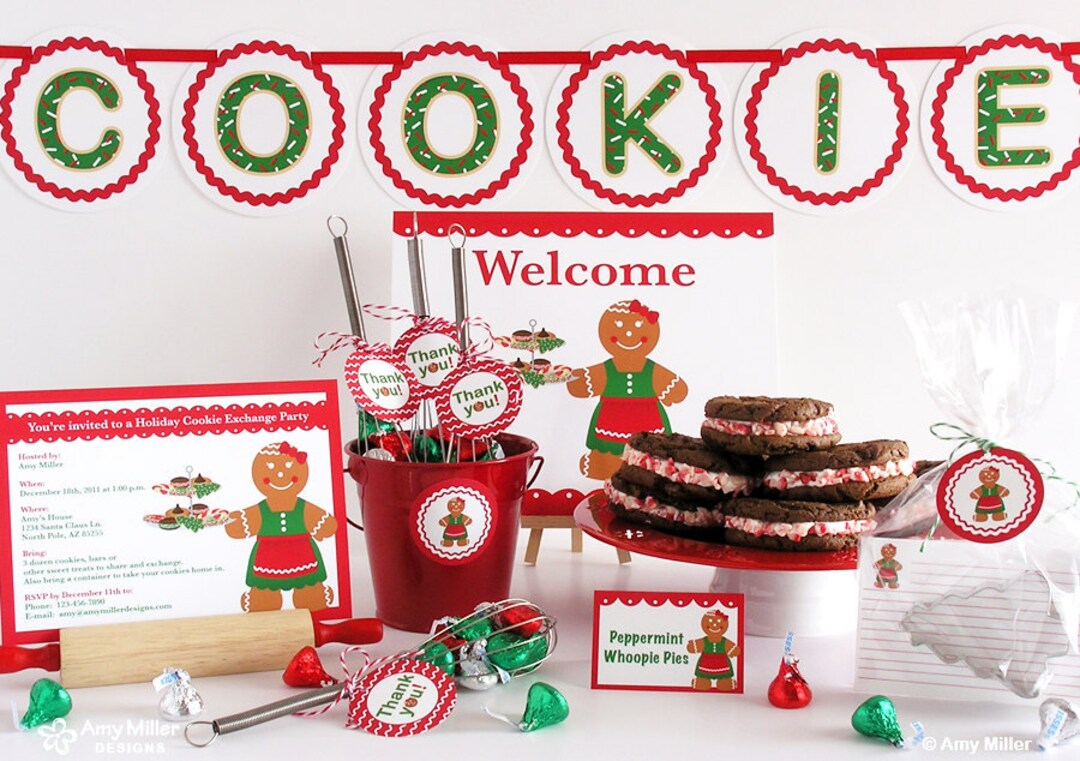Holiday Cookie Exchange Party Invitation Kit, DIY Printable Cookie Swap ...