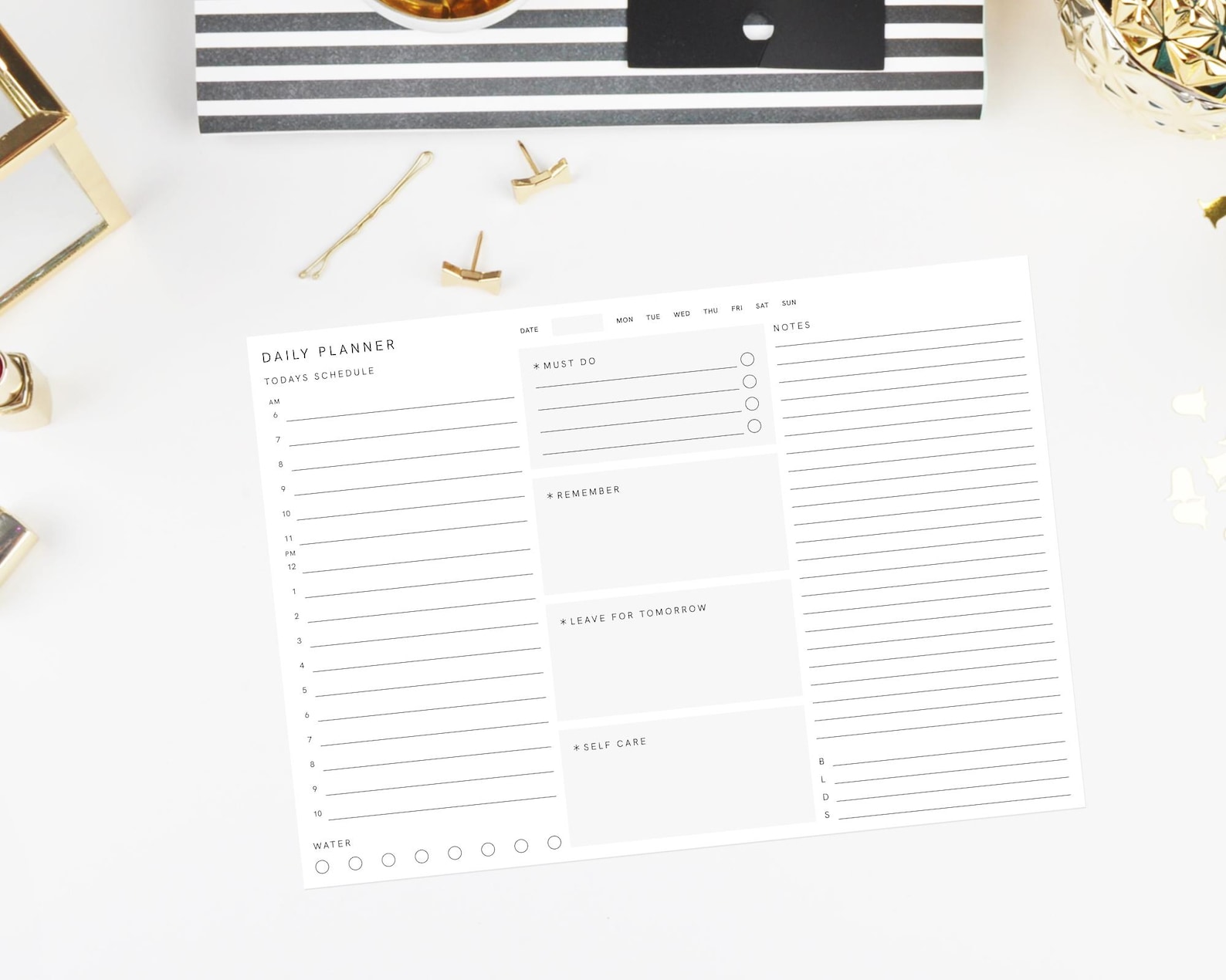 A4 Daily Planner Printable to Do List White Minimal Organiser Template ...