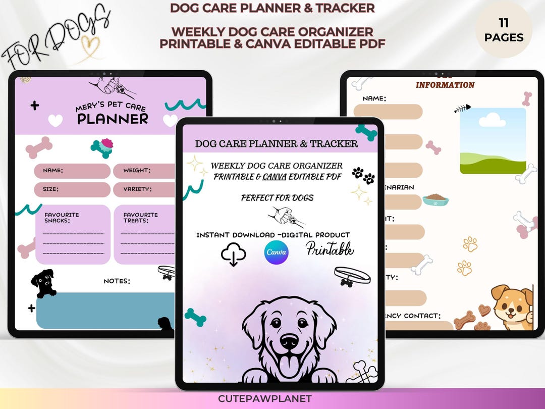 Dog Care Planner Printable, Daily Routine Tracker, Vet & Grooming ...