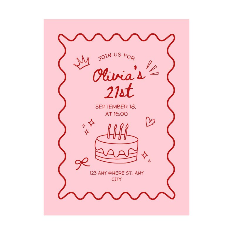 Custom 21st Birthday Invitation - Etsy