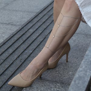 Layered Leg Chain Bracelet With Crystals or Pearls, Boho Foot Jewelry ...