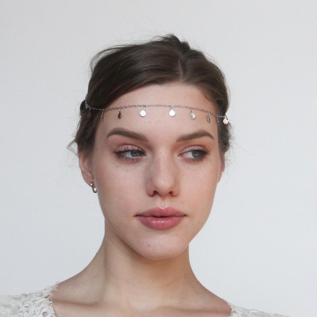 Gold/silver Coin Head Chain, Bohemian Forehead Headband, Dangling Coin ...