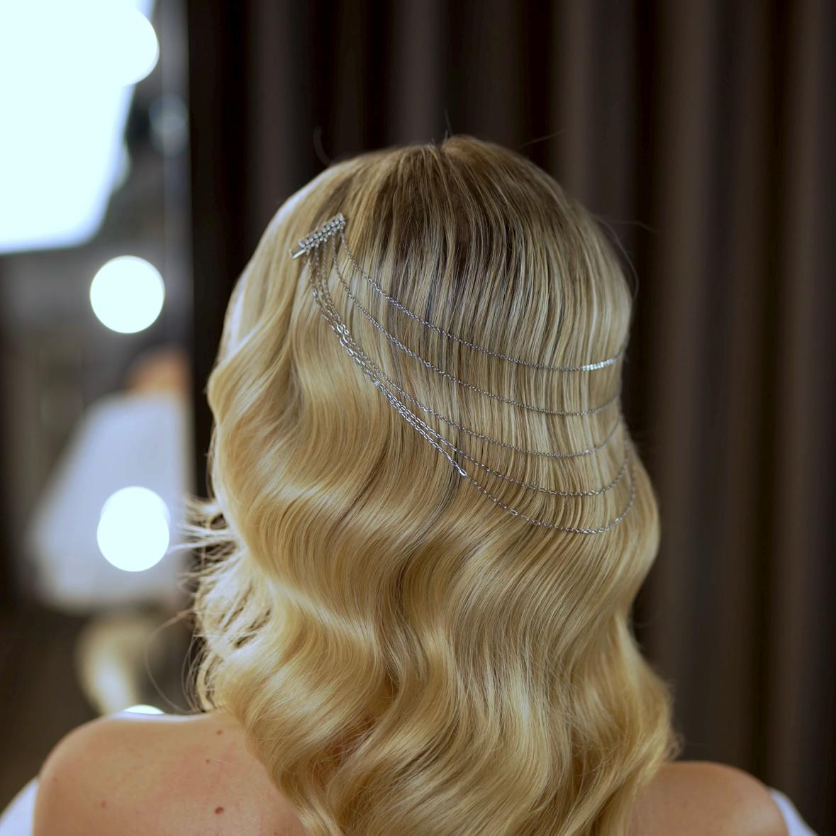 Hair Chain With Clips, Stainless Steel Waterfall Jewelry, Long Draping ...