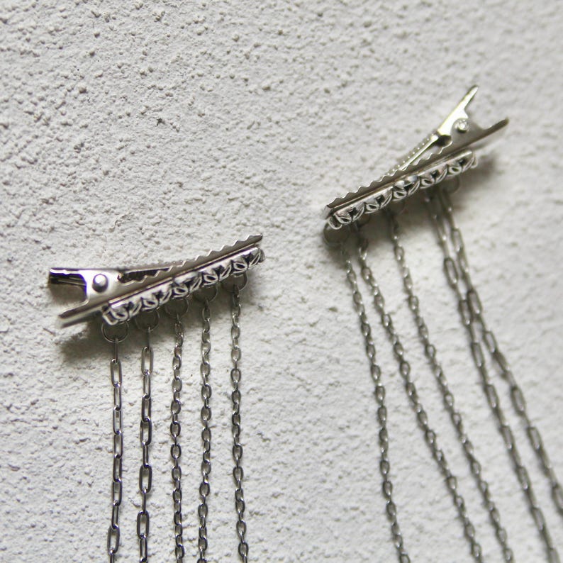 Hair Chain With Clips, Stainless Steel Waterfall Jewelry, Long Draping ...