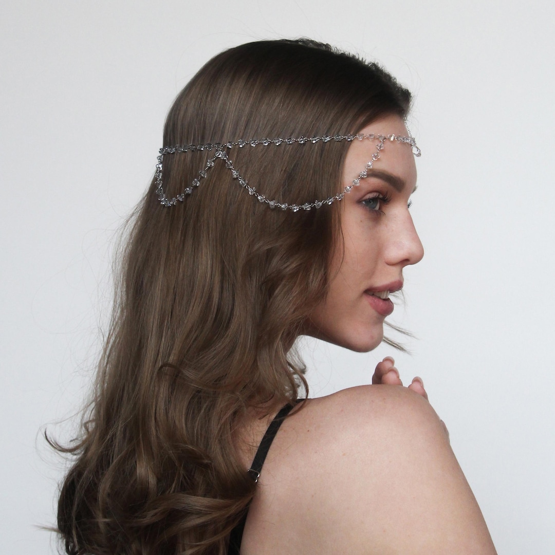 Crystal Chain Hair Accessory, Sparkly Dangling Hair Jewelry With ...