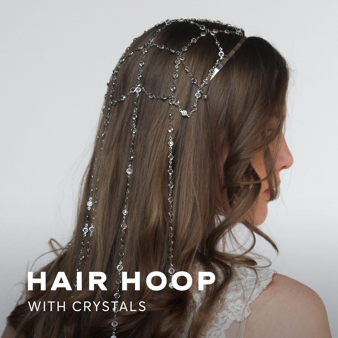 Hair Hoop With Dangling Chain&crystals, Festival Hair Accessory Chain ...