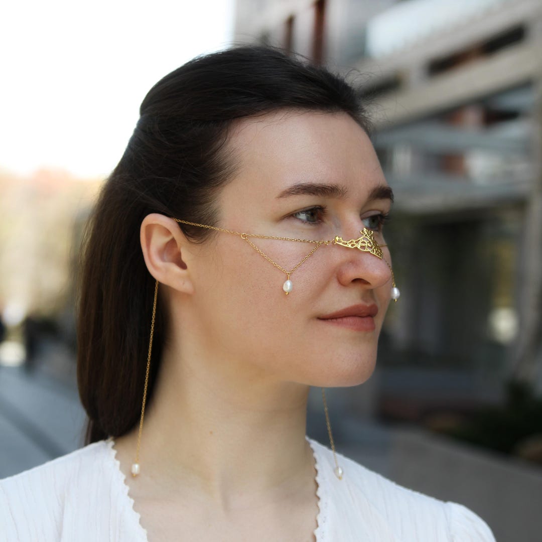 Face Chain With Teardrop Charm, Bridal Headpiece, Delicate Wedding ...