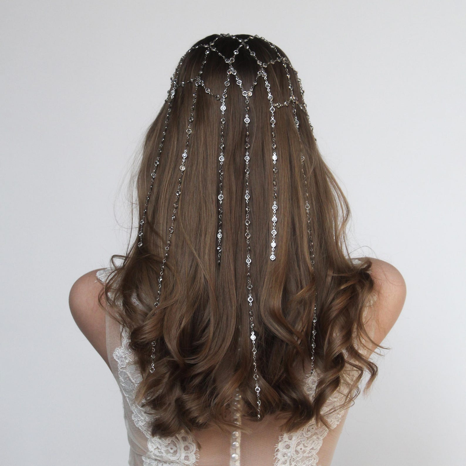 Chainmail Headpiece With Crystals, Festival Hair Jewelry, Boho Head ...
