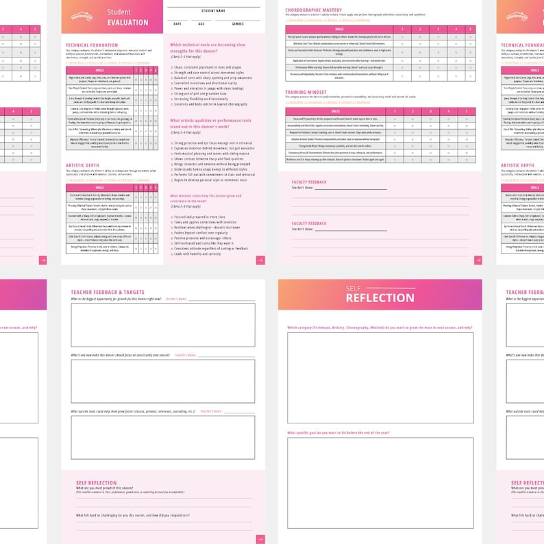 Editable Dance Student Evaluation Template | Technique & Artistry ...