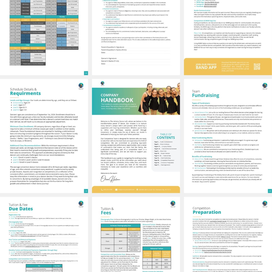 Editable Dance Studio Company Handbook Canva Template | Competitive ...