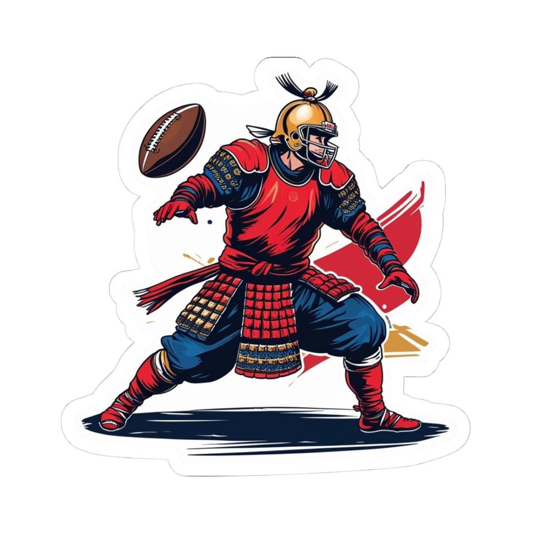 Samurai Football Player Sticker | Japanese Warrior Sports Art | Cool ...