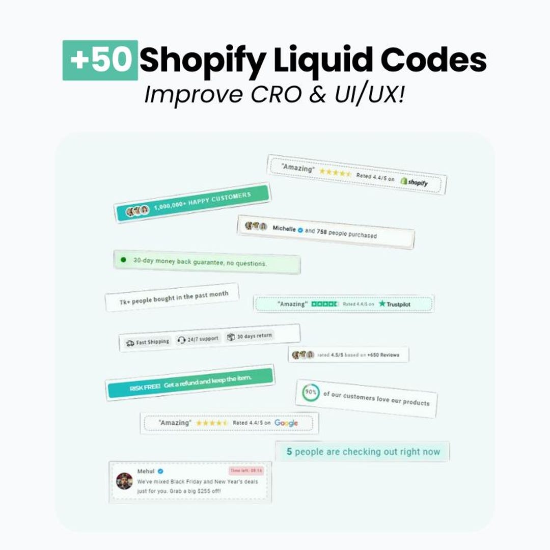 50+ Shopify Liquid Code Snippets | Customize Your Store | Improve Design & Performance - Etsy