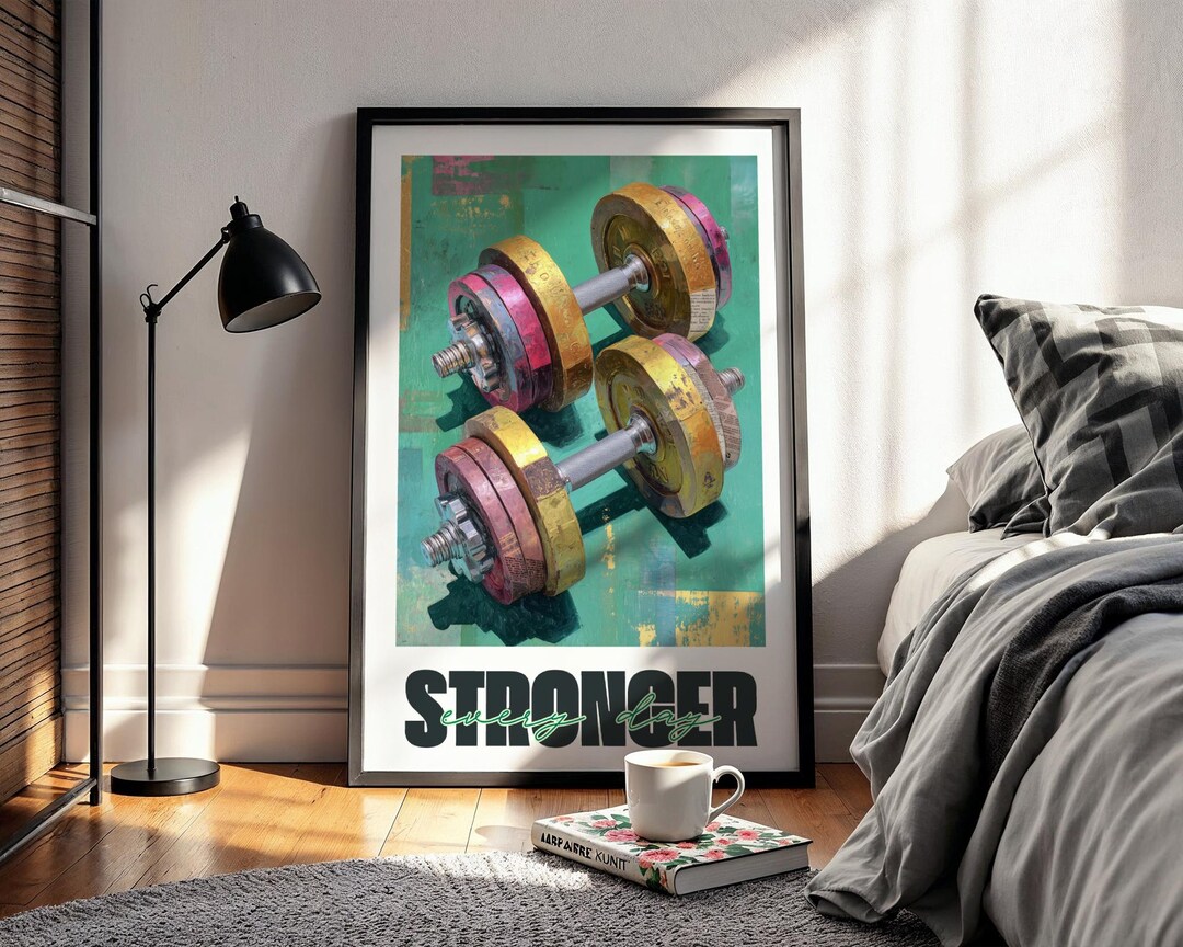 Abstract Gym Art Stronger Every Day Motivational Print Abstract Fitness ...