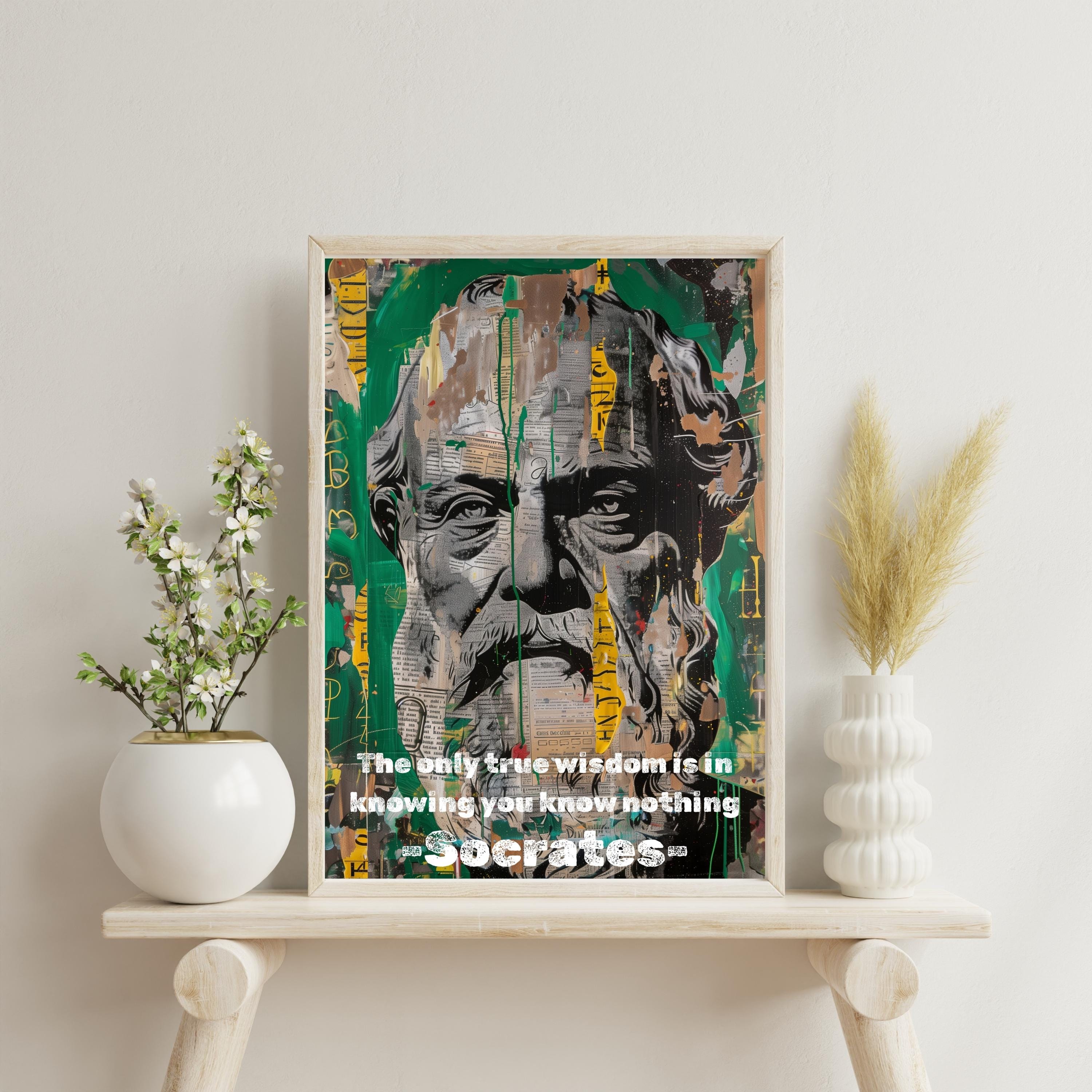 Socrates Abstract Wall Art Stoic Philosophy Quote Print Inspirational ...