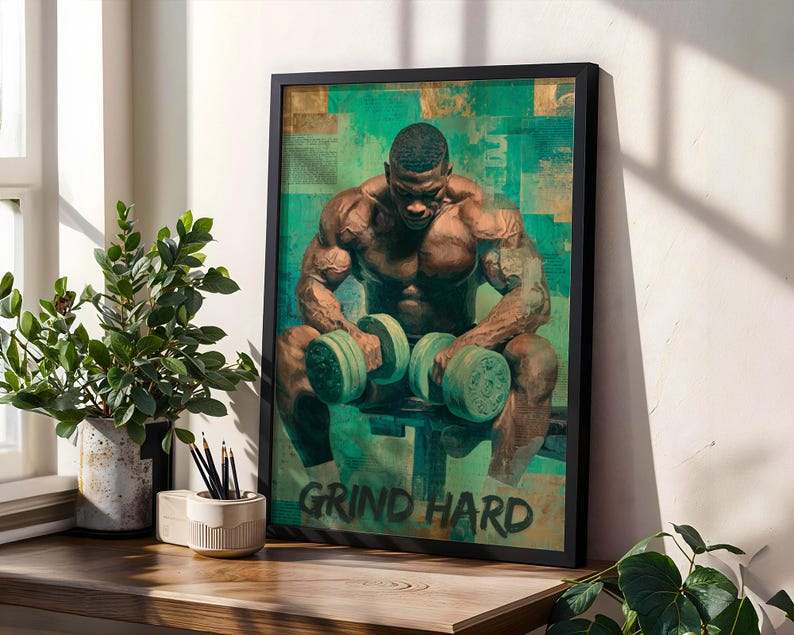 Abstract Gym Art Bodybuilder Wall Print Fitness Motivation Poster ...