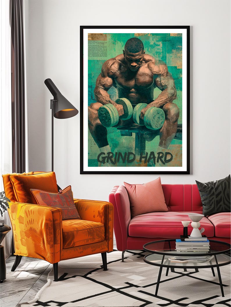 Abstract Gym Art Bodybuilder Wall Print Fitness Motivation Poster ...