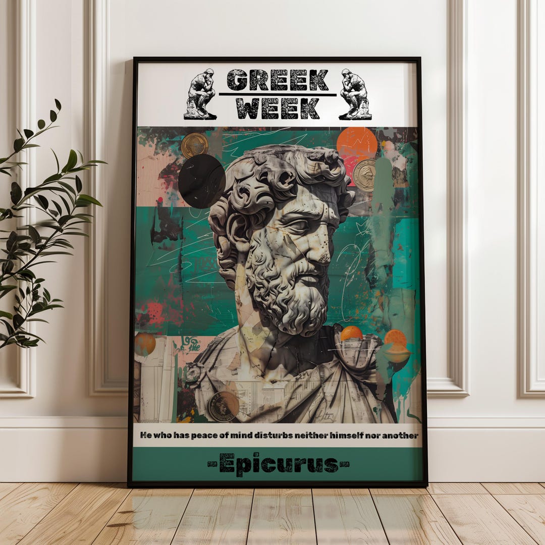 Epicurus Abstract Wall Art Stoic Philosophy Quote Print Inspirational ...