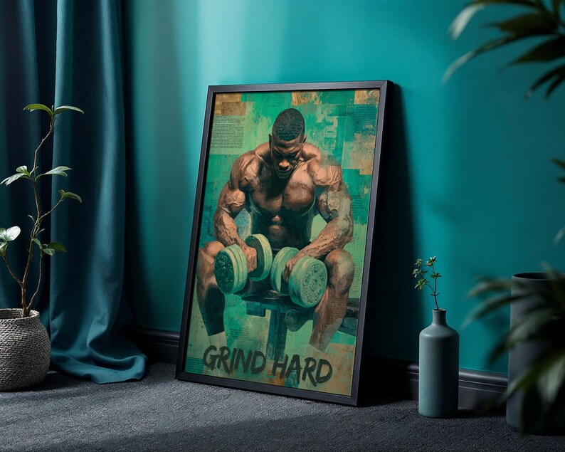 Abstract Gym Art Bodybuilder Wall Print Fitness Motivation Poster ...