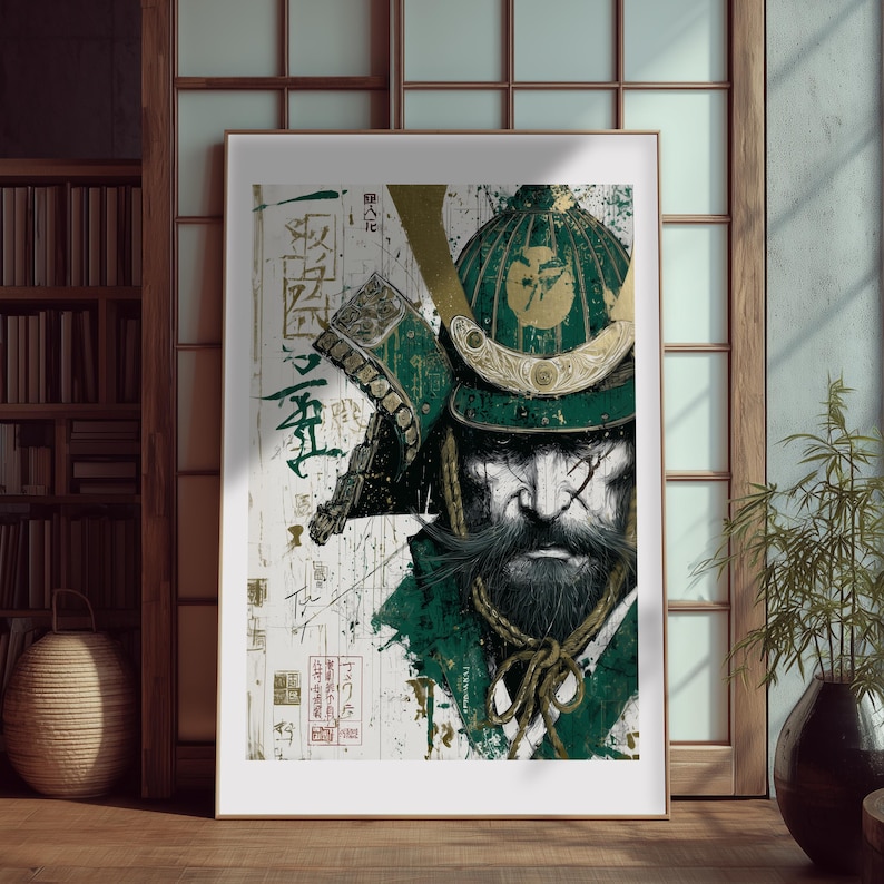 Samurai Wall Art | Emerald Vow Japanese Print | Vintage Ukiyo-e ...