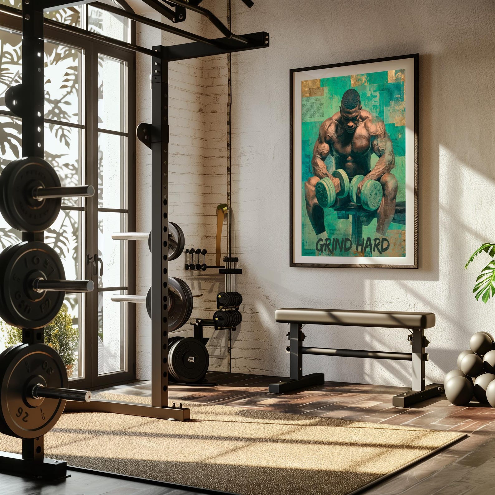 Abstract Gym Art Bodybuilder Wall Print Fitness Motivation Poster ...