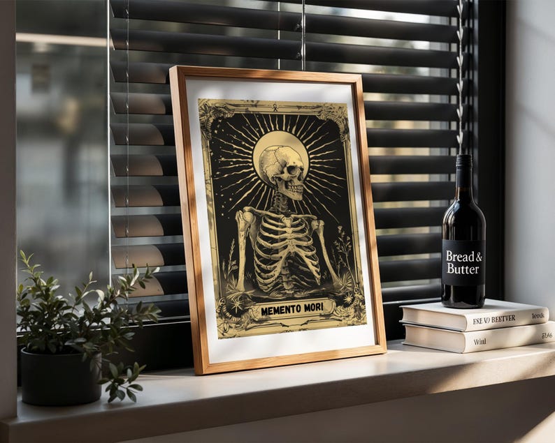 Memento Mori Skeleton Tarot Wall Art Vintage Occult Poster Gothic Dark ...
