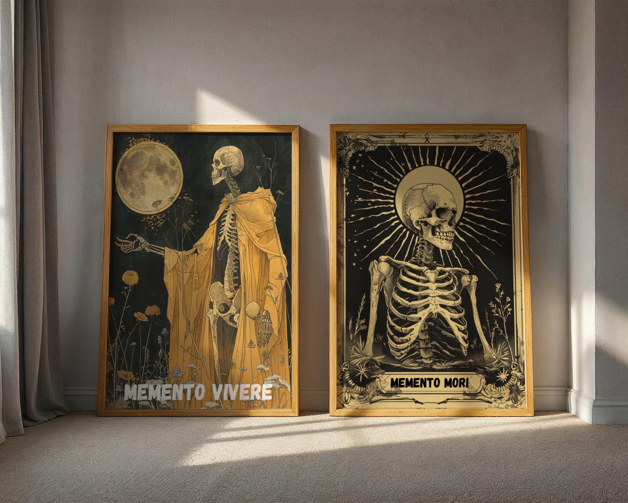 Memento Mori Skeleton Tarot Wall Art Vintage Occult Poster Gothic Dark ...