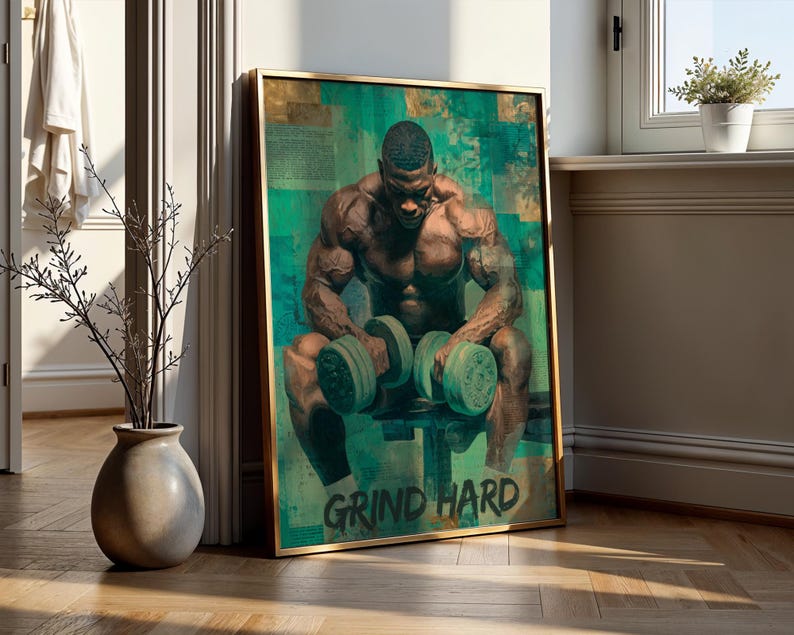 Abstract Gym Art Bodybuilder Wall Print Fitness Motivation Poster ...