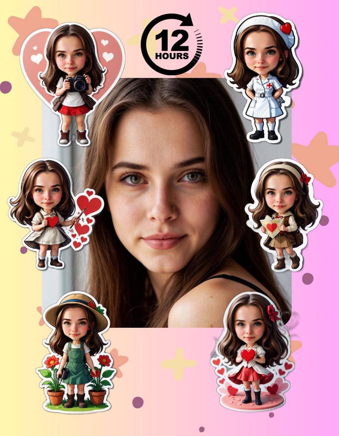 Personalized Sticker Avatar From Photo | Custom Cartoon Portrait ...