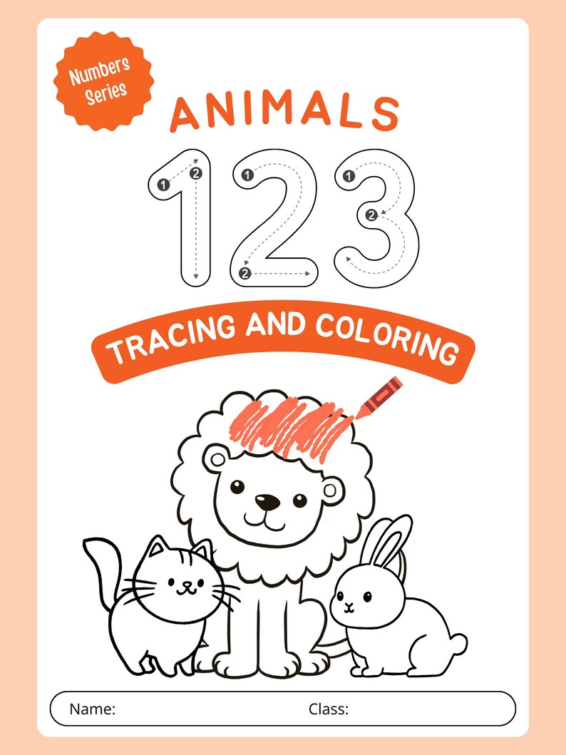 Animal Number Tracing and Coloring - Etsy