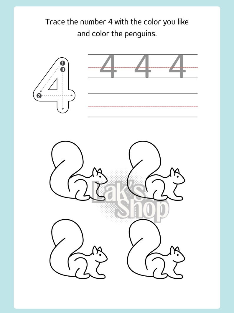 Animal Number Tracing and Coloring - Etsy