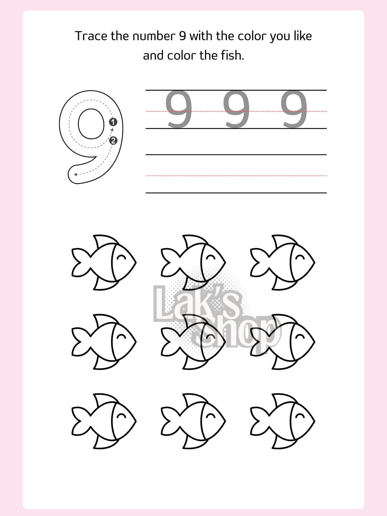 Animal Number Tracing and Coloring - Etsy