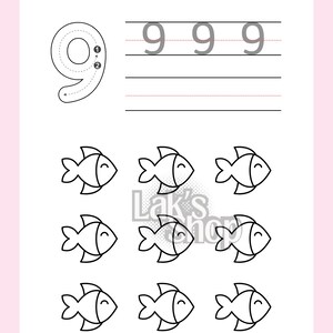 Animal Number Tracing and Coloring - Etsy