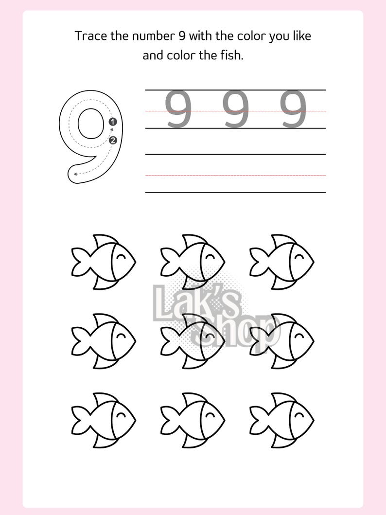 Animal Number Tracing and Coloring - Etsy