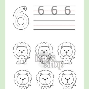 Animal Number Tracing and Coloring - Etsy