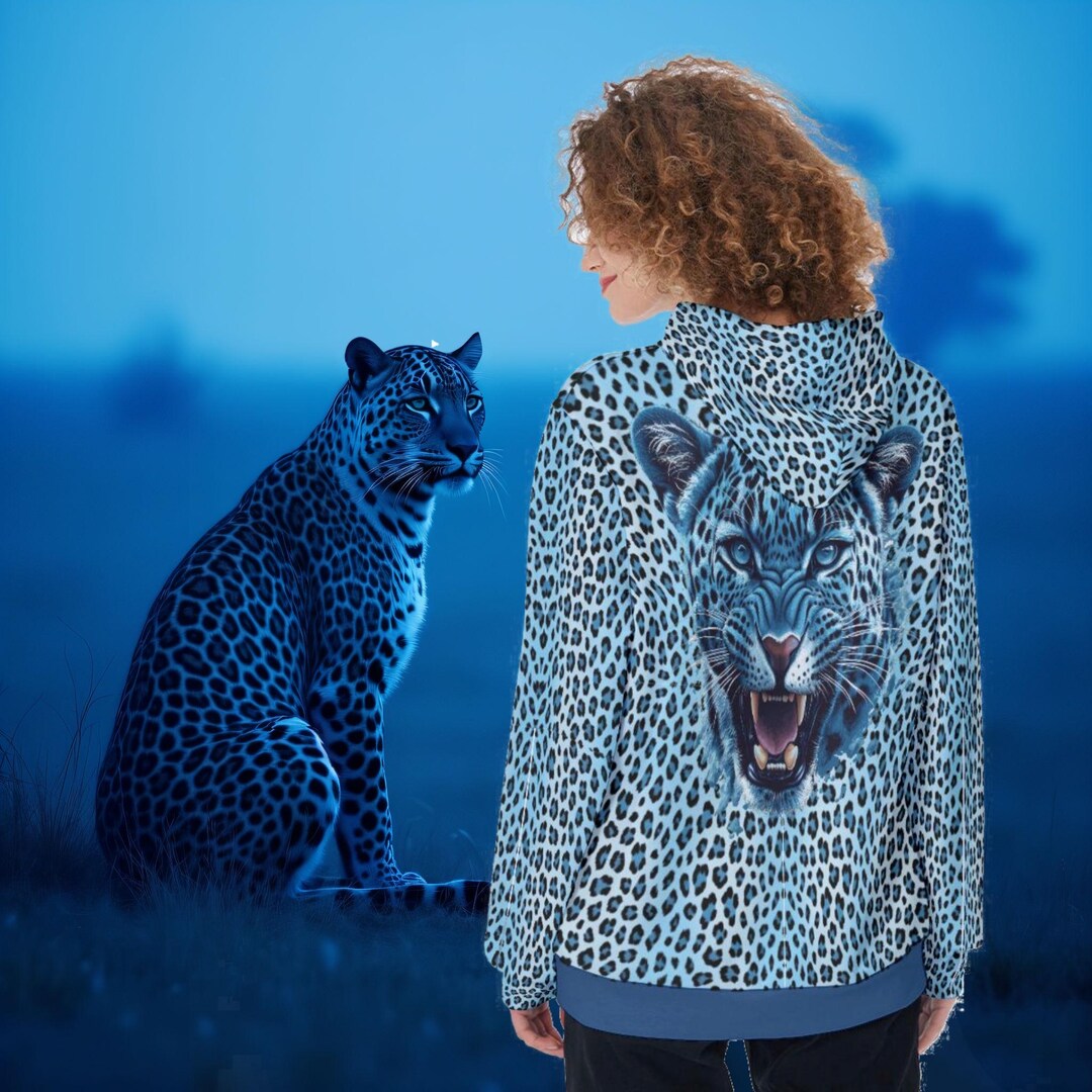 Leopard Head Print Pullover Hoodie, Women's Streetwear, Animal Print - Etsy