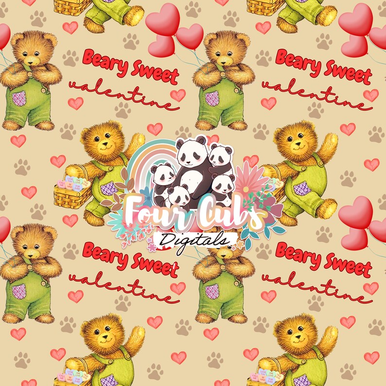 Beary Sweet Valentine Seamless - Etsy