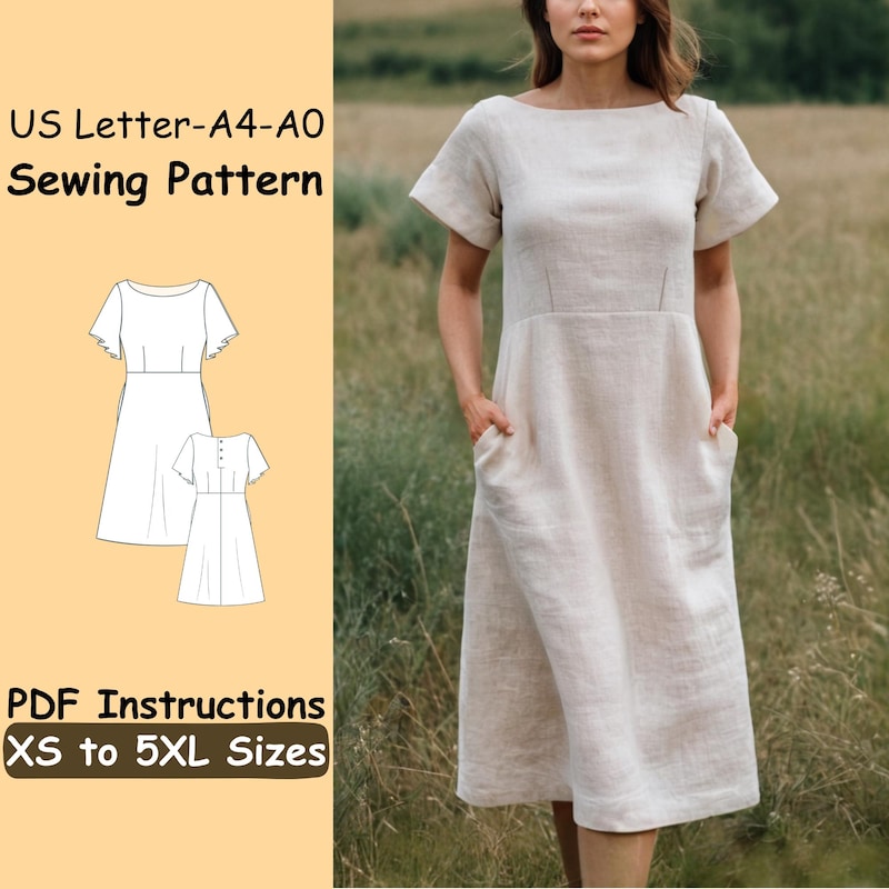 Linen Dress Pattern - Etsy Canada