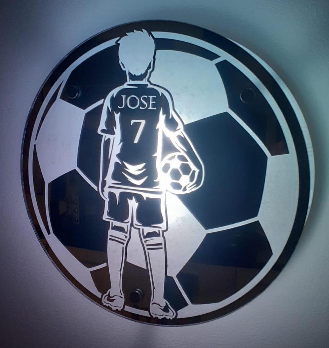 FOOTBALL MIRROR Personalised LED Mirror Football Shirt Any Name and ...