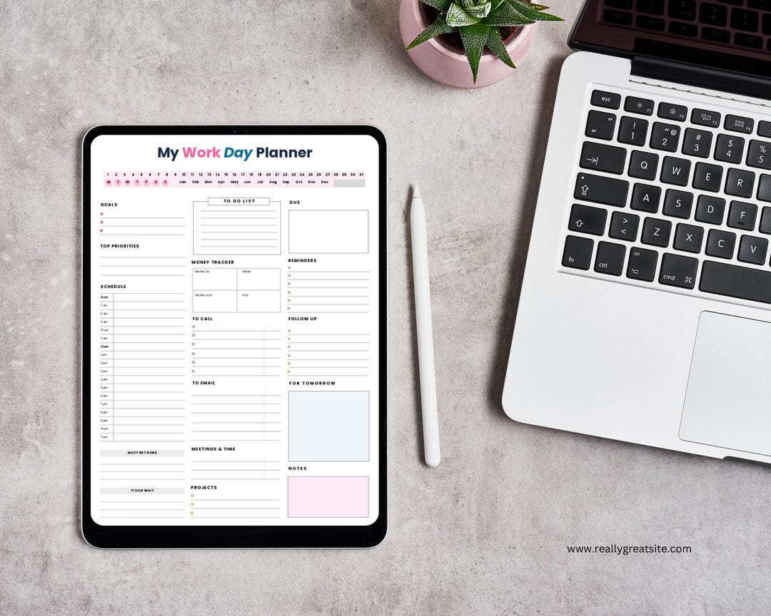 Editable Workday Planner | Digital Daily Planner | Productivity, Task ...