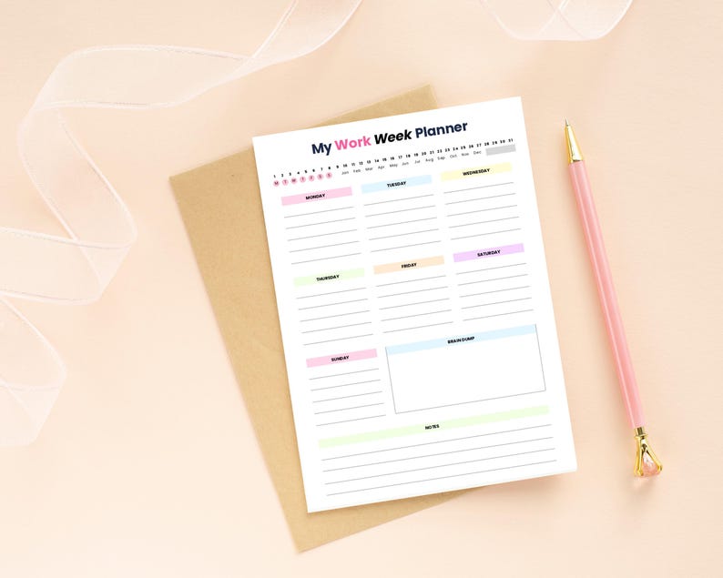 Compact Daily Work Planner | Printable Digital Templates for ...