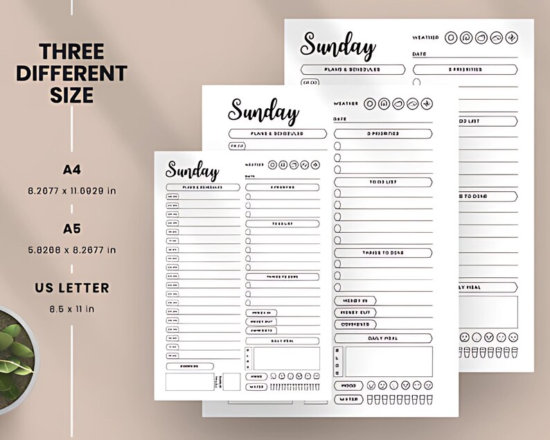 Minimalist Daily Planner Printable Template | To-do List, Schedule Goal ...