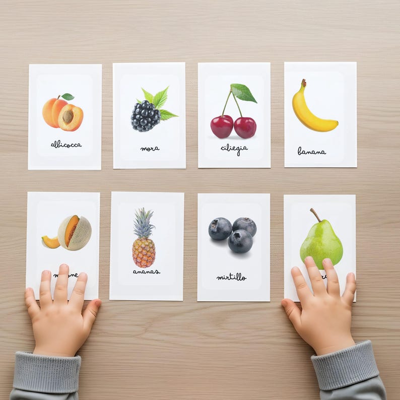 20 Montessori Fruit Flashcards for Kids, Printable Fruit Cards, PDF ...