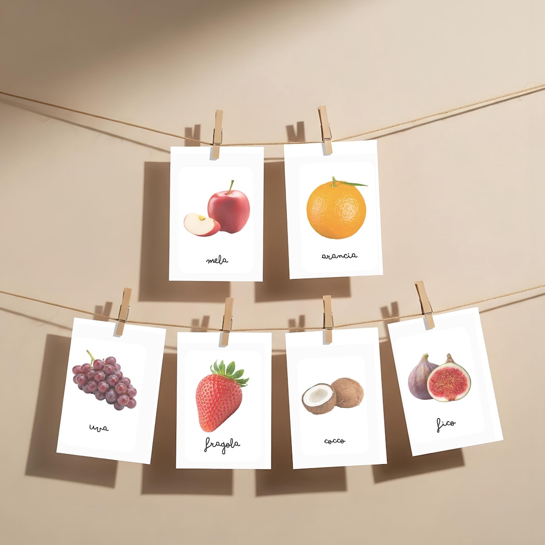 20 Montessori Fruit Flashcards for Kids, Printable Fruit Cards, PDF ...