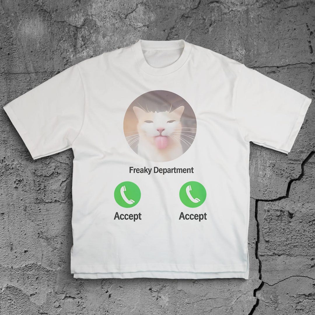 Freaky Cat Incoming Call Shirt - Funny Meme Cat Tee, Viral Internet ...