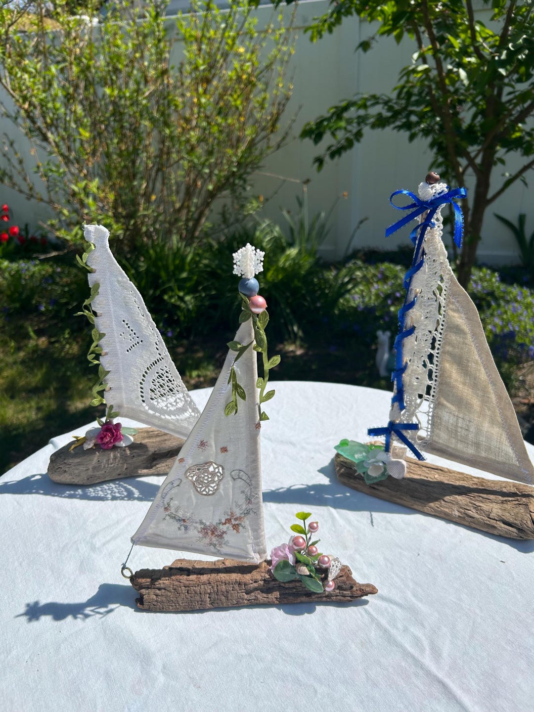 Driftwood Sailboat With Vintage Linen Sails - Etsy