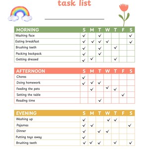 Daily Task List for Kids - Digital or Printable - Etsy