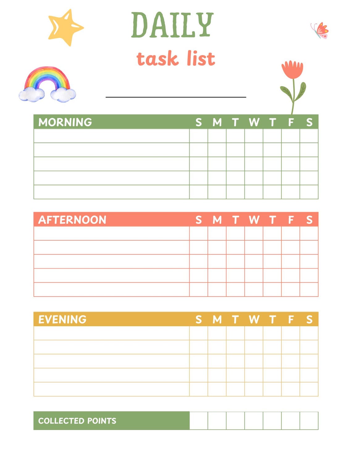 Daily Task List for Kids - Digital or Printable - Etsy