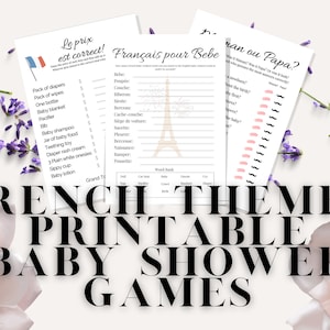 Chic and Affordable French Theme Printable Baby Shower Games, Beautiful ...