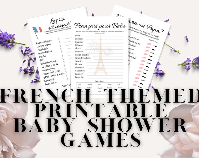 French Baby Shower Game French Word Matching Game Printable Baby Shower ...