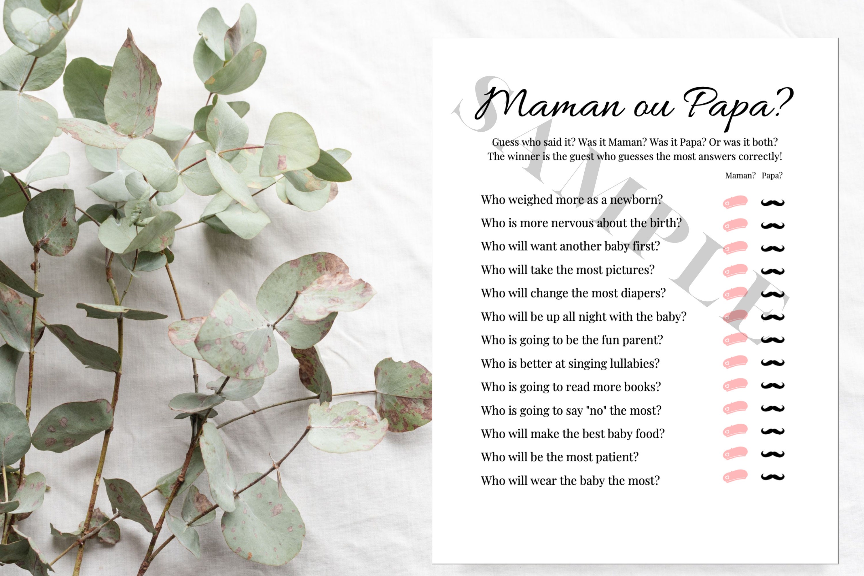 Chic and Affordable French Theme Printable Baby Shower Games, Beautiful ...